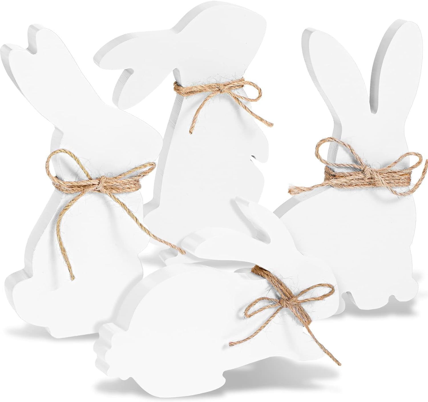 4 Pieces Easter Bunny Wood Signs Table Wooden Farmhouse Decor Easter ...