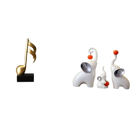 4 Pieces Elephant Sculpture Music Note Figurine Resin Material Modern ...