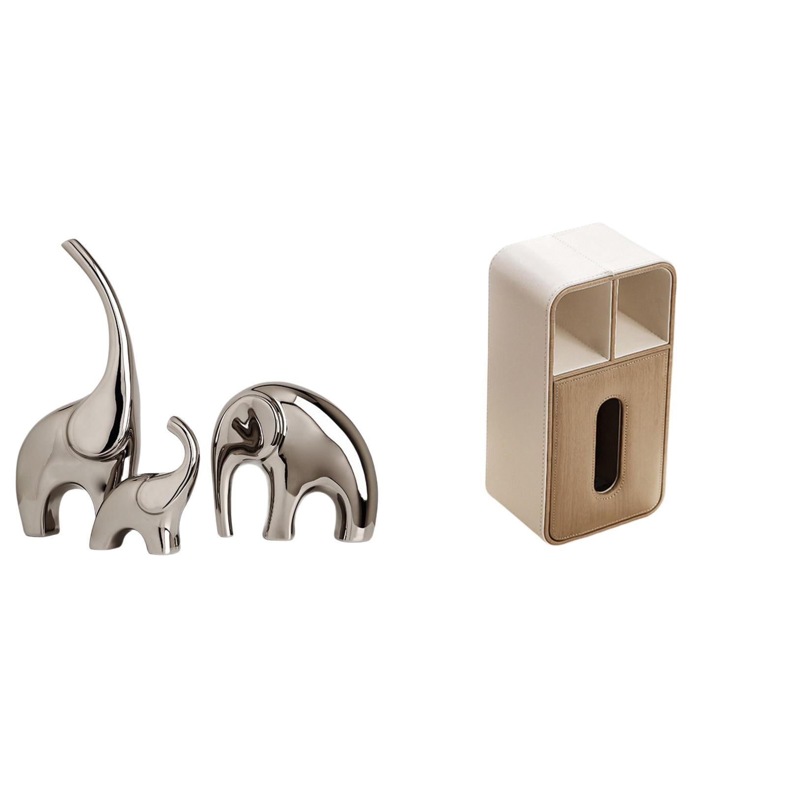 4 Pieces Elephant Statue Tissue Box Holder Ceramic Material ...