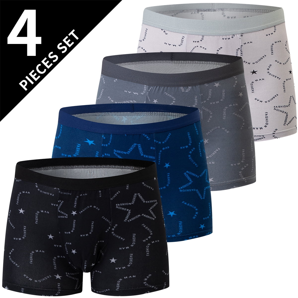 4 Pieces European and American Size MEN'S FASHION Printed Boxer ...