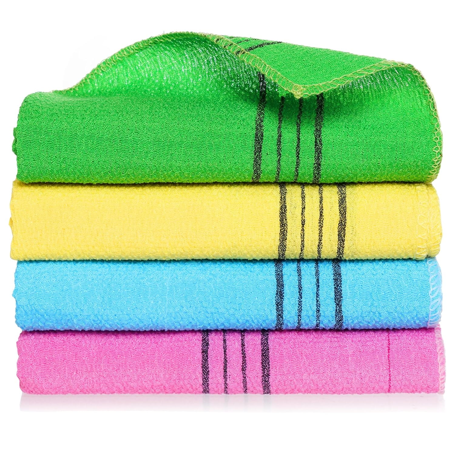 4 Pieces Exfoliating Washcloth Towel Long Bath Wash Cloths Exfoliating ...