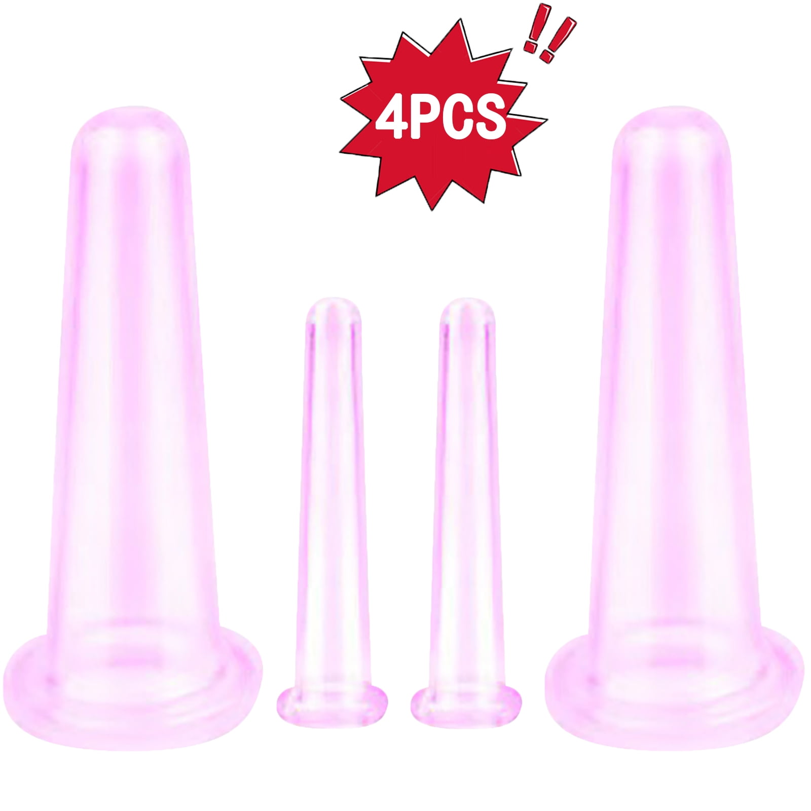 4 Pieces Facial Cupping Therapy Set, Silicone Mini Facial Cups, Silicone Vacuum Cupping Cups for ...