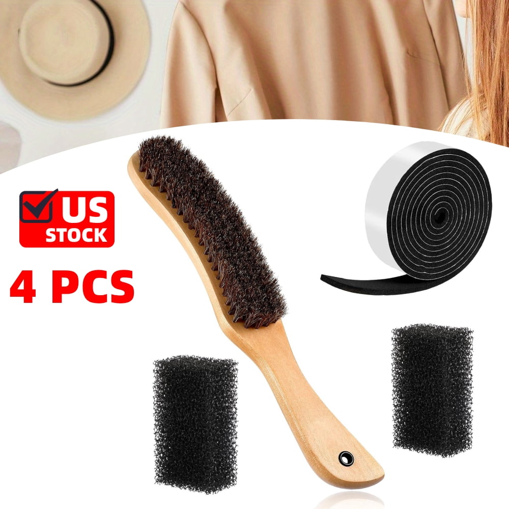 4 Pieces Felt Hat Brush Kit Cowboy Cleaner Brush with Hat Size Reducer ...