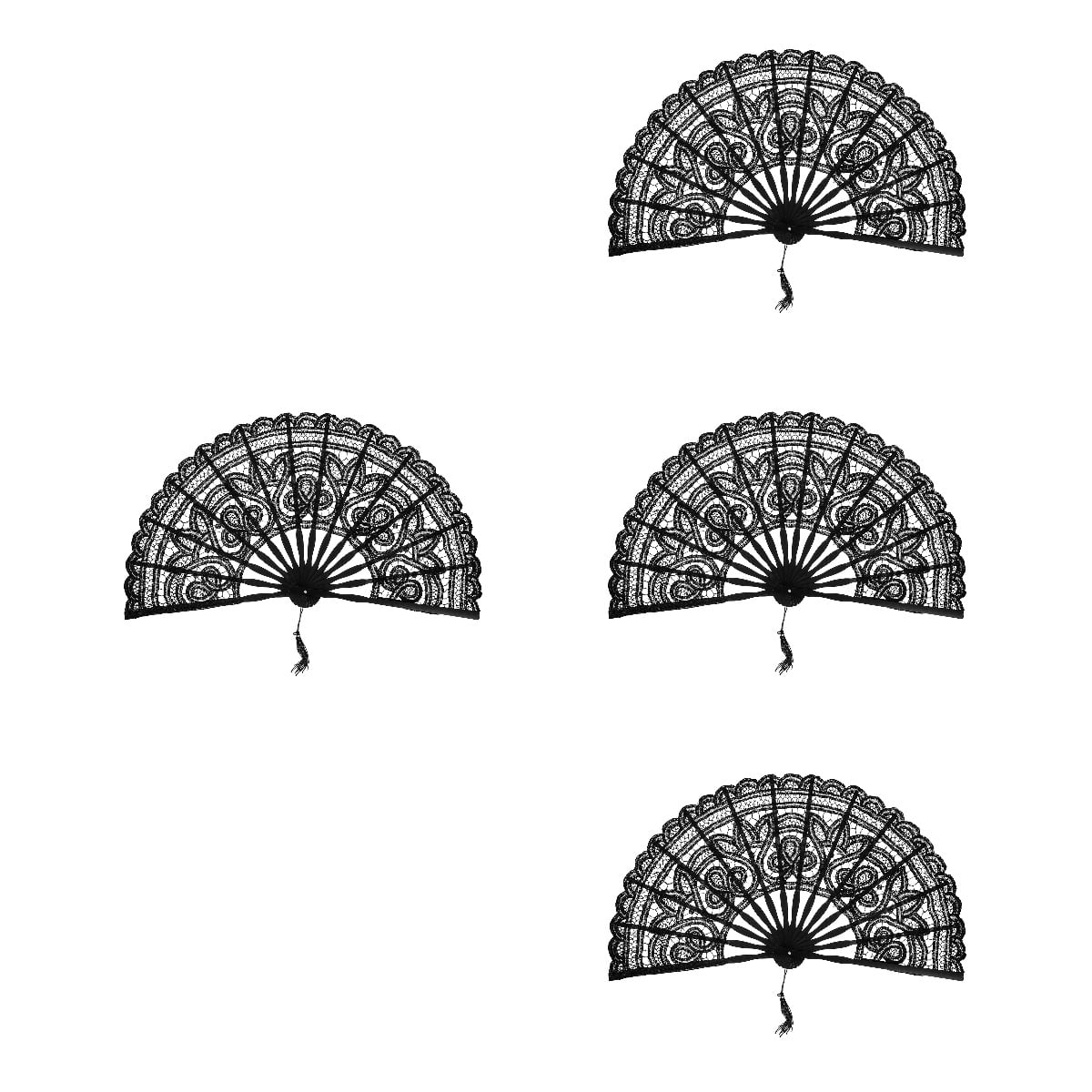 4 Pieces Fixture Lighted Lace Fan Bridal Dancing Props Miss Bride ...