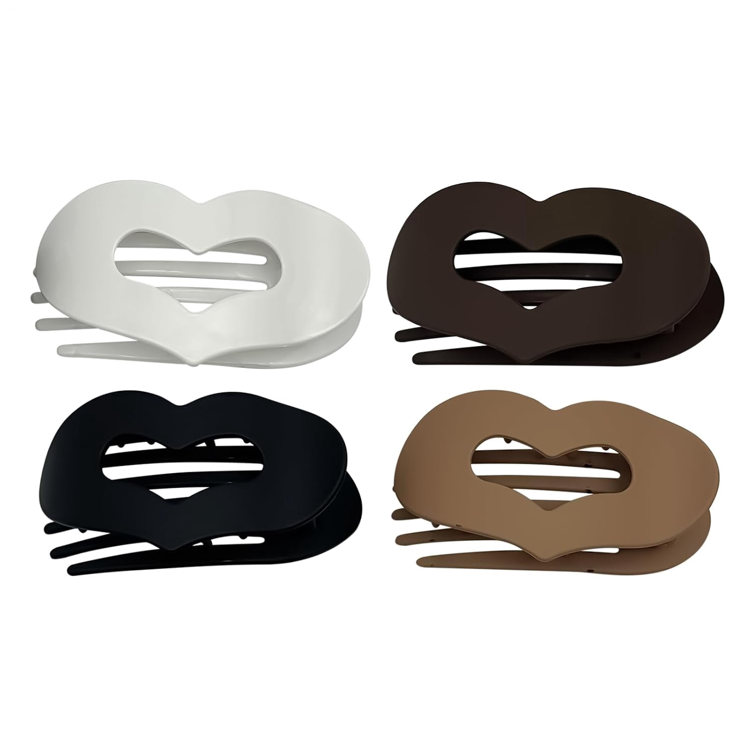 4 Pieces Flat Hair Clips For Women No-Slip Heart Claw Clips Strong Hold ...