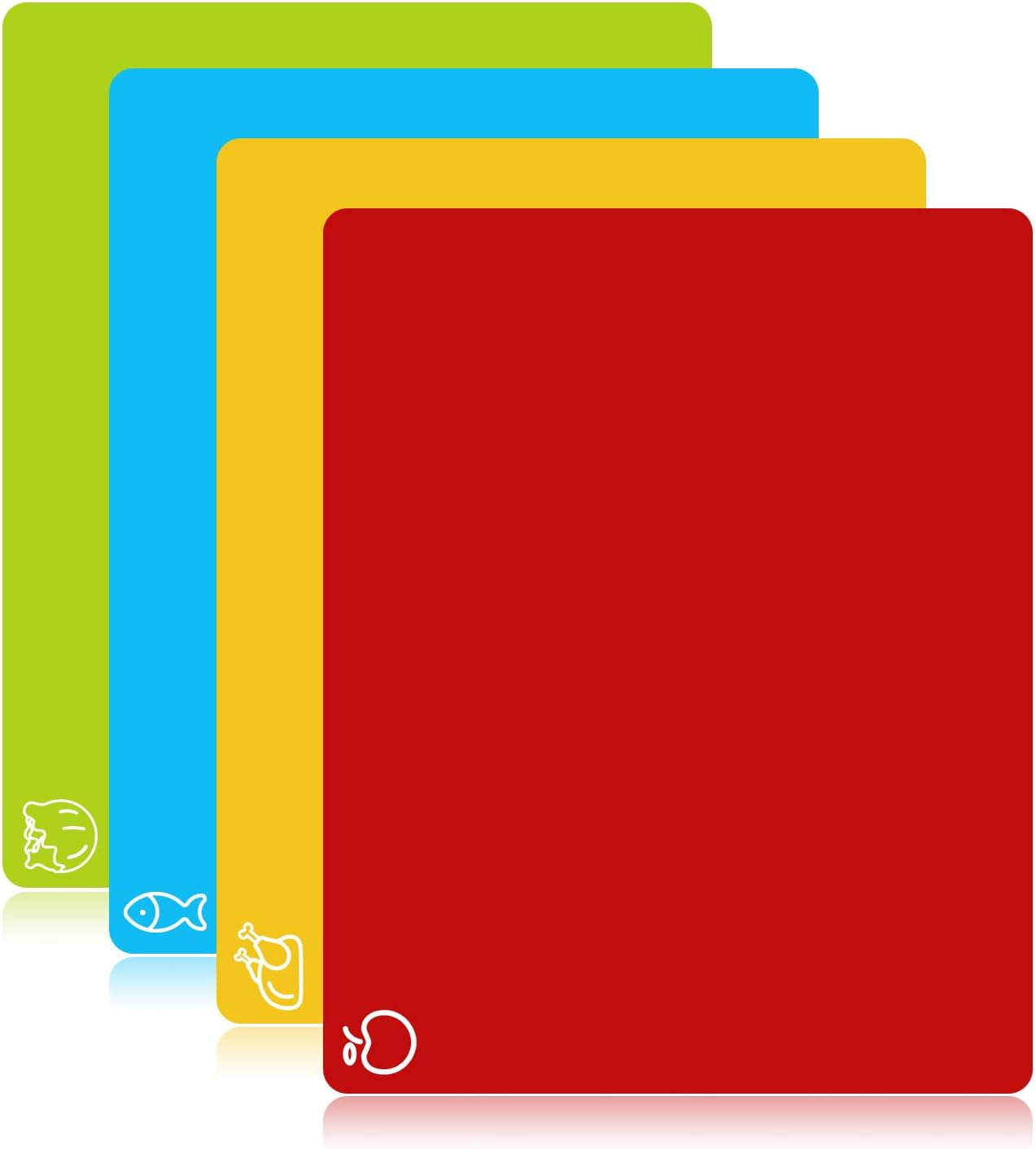 4 Pieces Flexible Cutting Boards, BPA Free Plastic Cutting Boards for ...