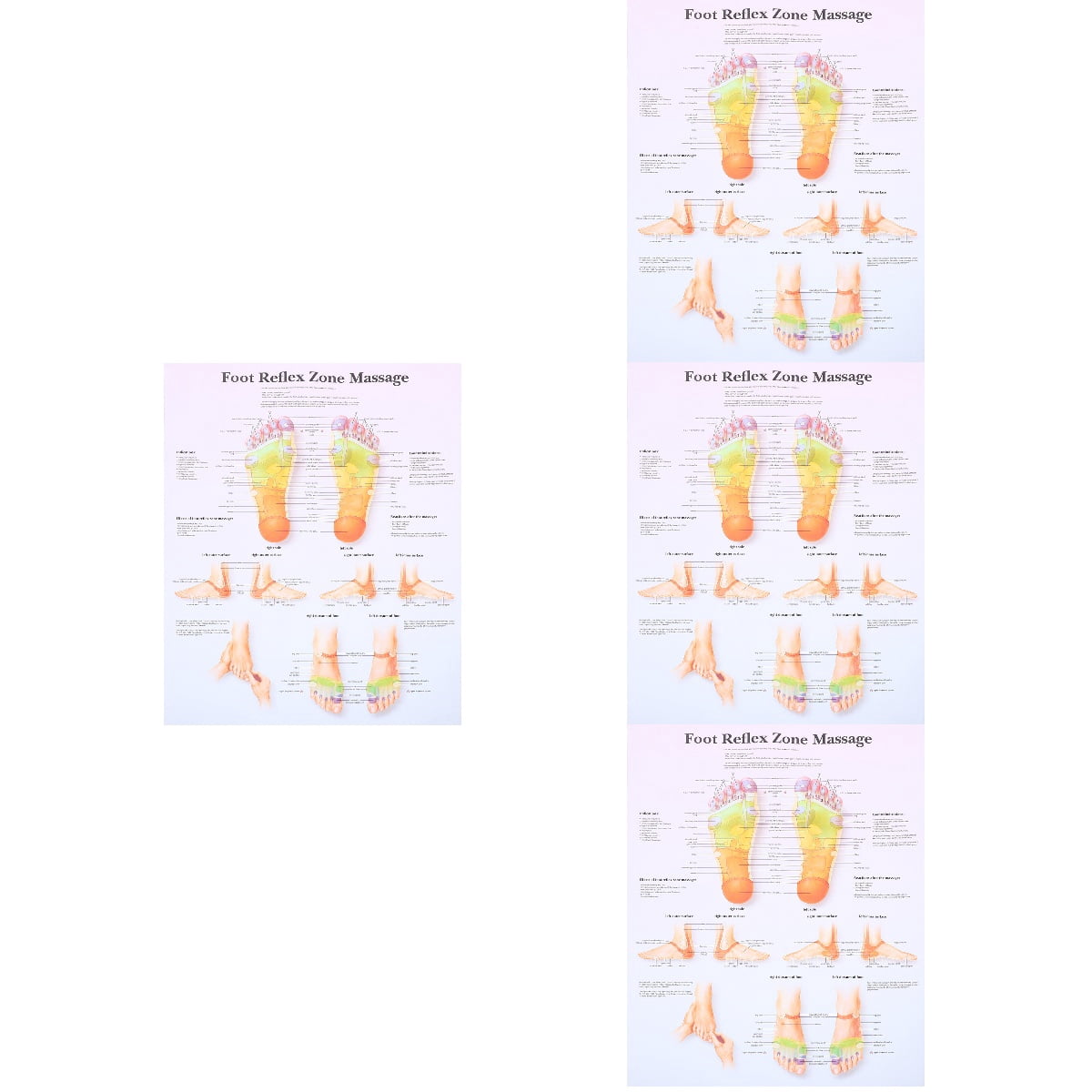 4 Pieces Foot Reflexology Chart Massage Knowledge Poster Toe Tape ...
