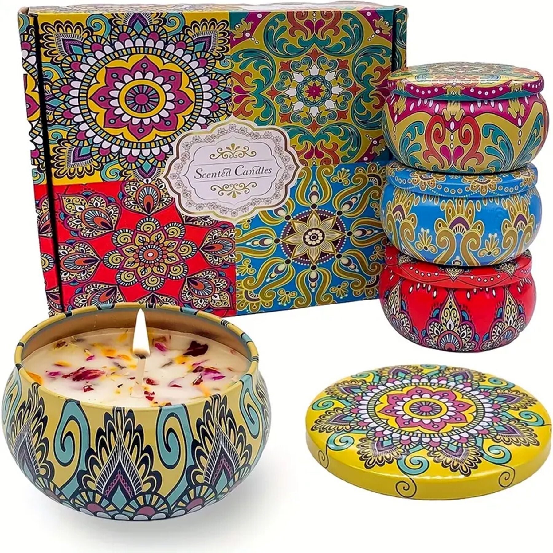 4 Pieces of Fragrant Candle Set (4 Kinds of Fragrance Types: Jasmine ...
