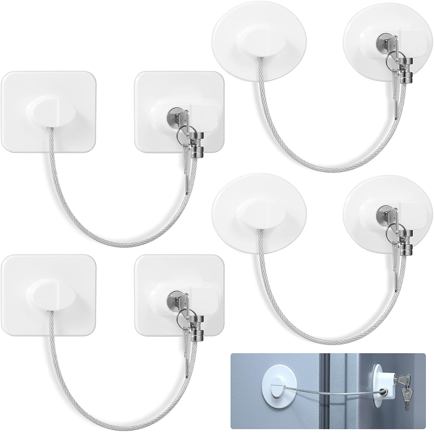 4 Pieces Fridge Lock Refrigerator Lock With 8 Key, Freezer Lock Child ...