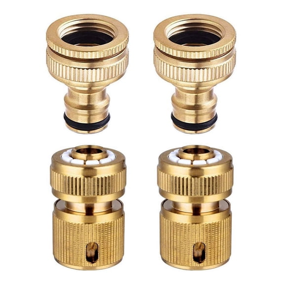 4 Pieces Garden Hose Tap Connector 1/2 Inch and 3/4 Inch Size 2-In-1 ...