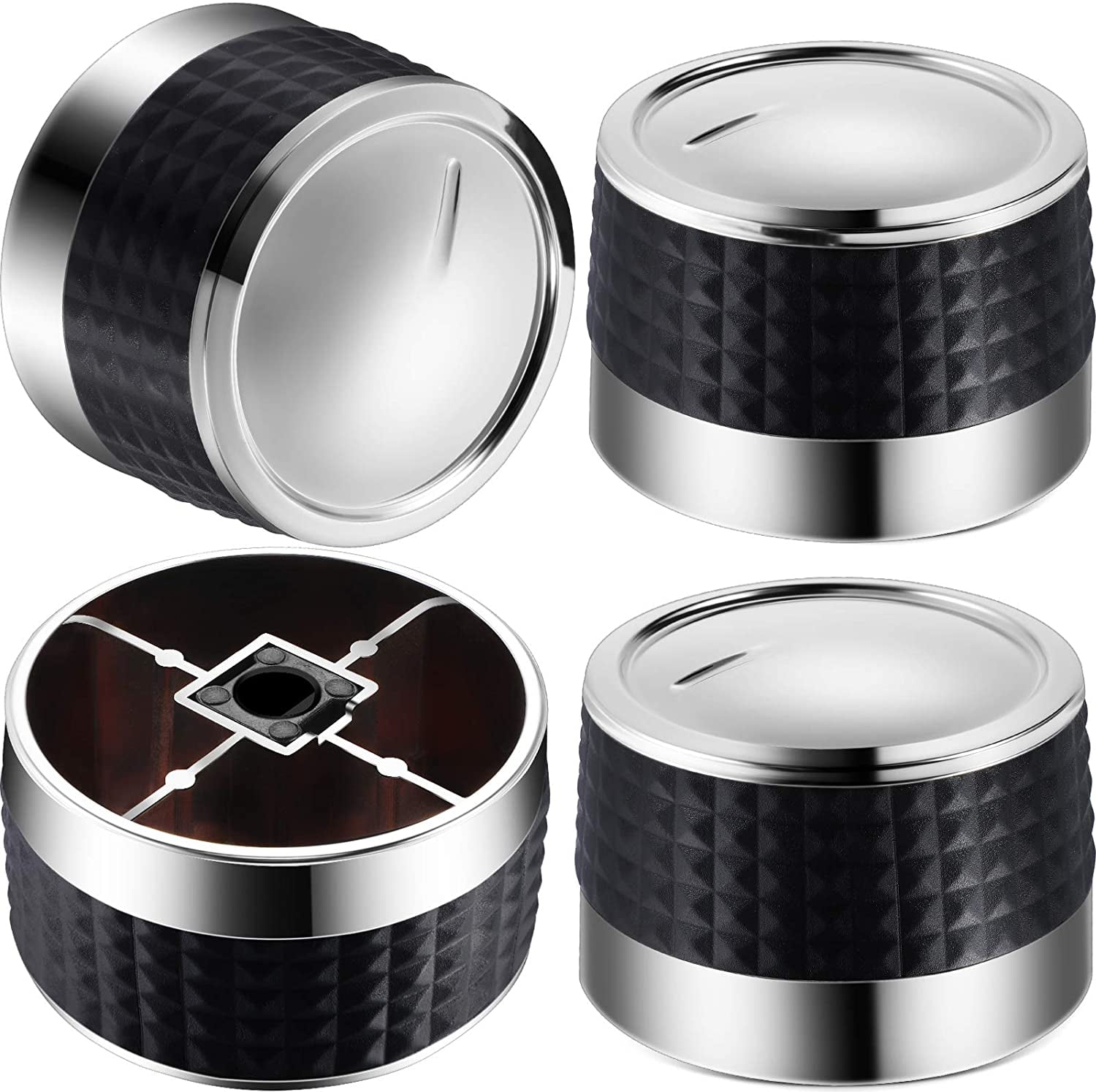 4 Pieces Gas Grill Knob BBQ Control Knobs Replacement Rotating Switch Gas Stove Cooker Chrome ...