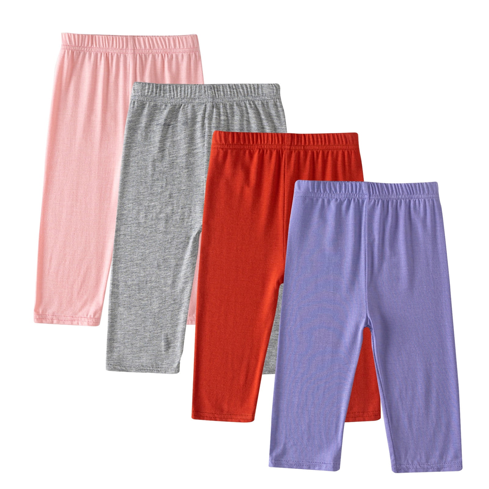 4 Pieces Girl Athletic Capris Leggings Kids Crop Summer Leggings Modal ...