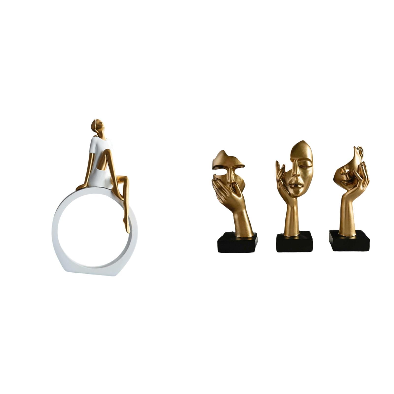 4 Pieces Girl Figurine Women Statue Table Centerpieces Resin Material for Home Library Bedroom ...