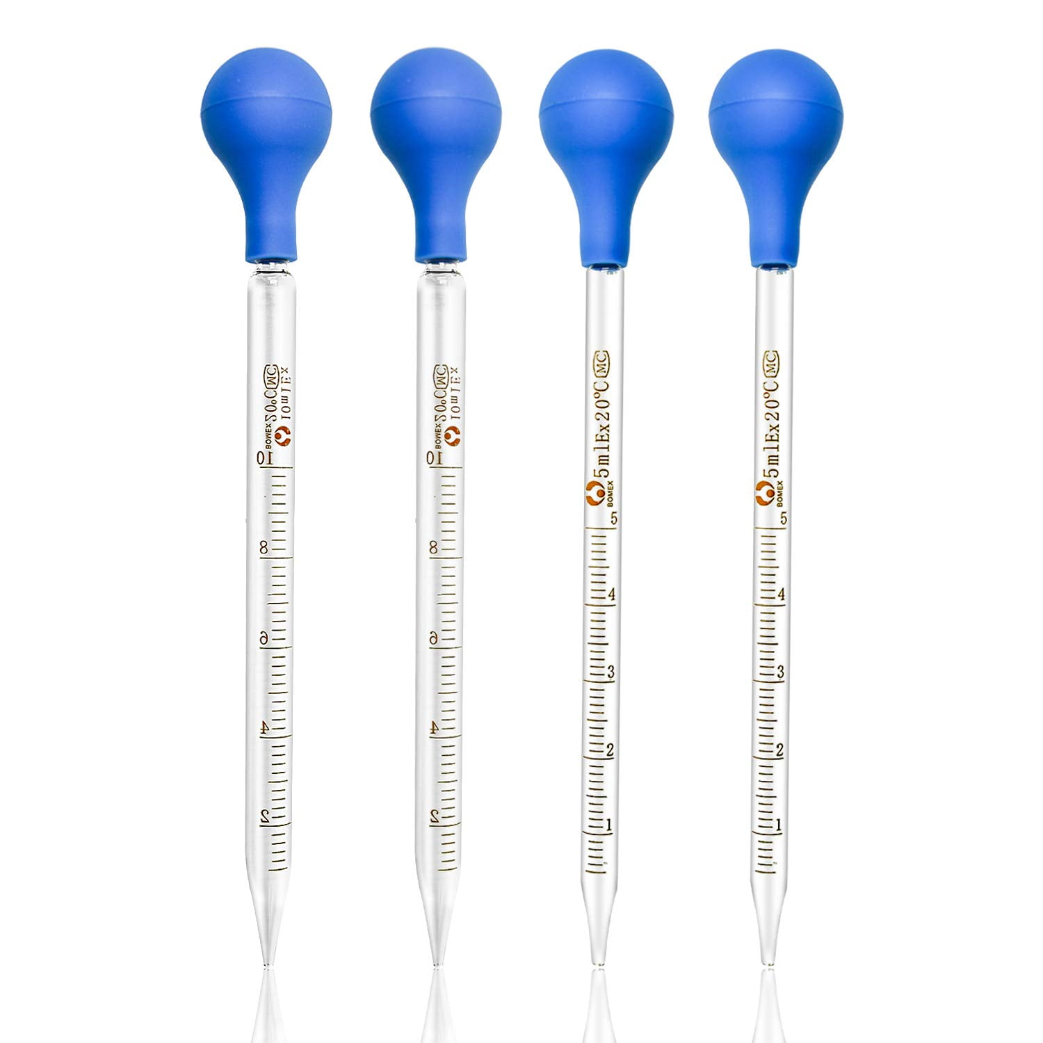 4 Pieces Glass Pipette 10ml 5ml Glass Graduated Pipettes Dropper with ...