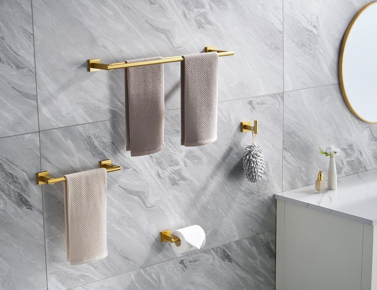 4-Pieces Gold Bathroom Accessories Set Bath Hardware Kit - Includes ...