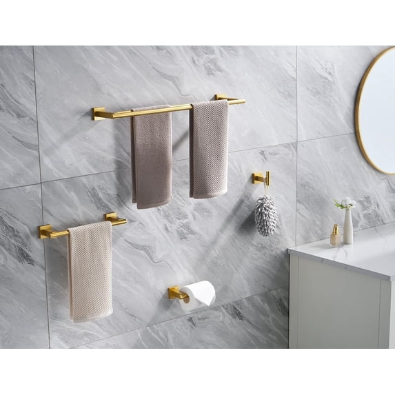 4-Pieces Gold Bathroom Accessories Set Bath Hardware Kit - Includes ...