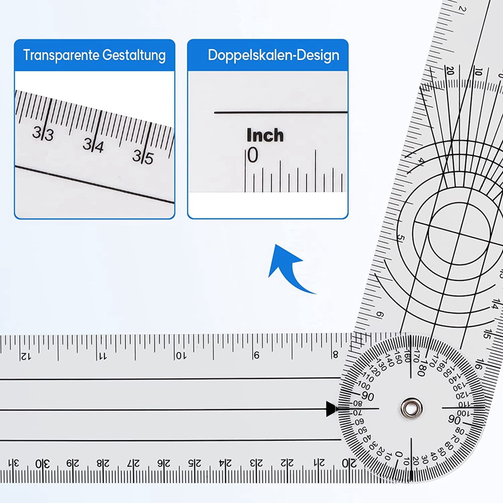 4 Pieces Goniometer Physiotherapy 360 Degree Rotation Protractor ...