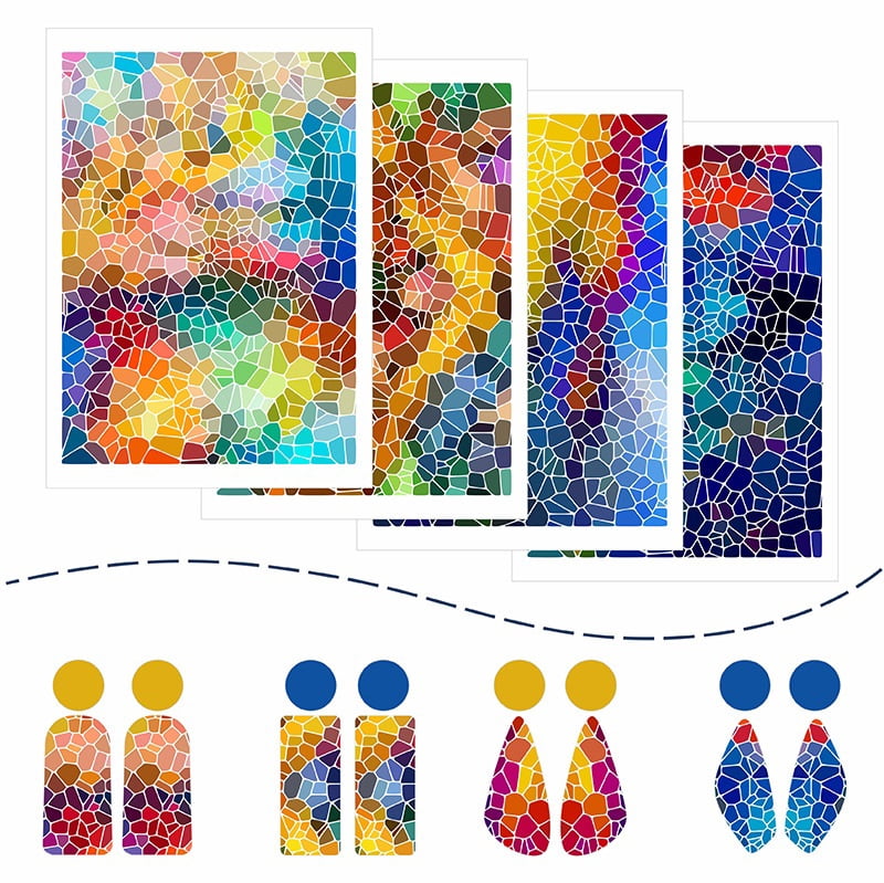 4 Pieces Gothic Style Colored Glass Texture Water Transfer Paper for ...