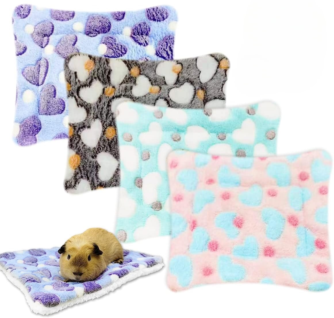 4 Pieces Guinea Pig Bunny Comfortable Bed Mats Pads, Rabbit Warm Soft ...
