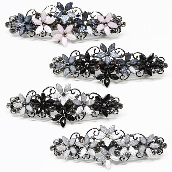 4 Pieces Hair Barrettes Rhinestones Hair Clips Flowers French Clips ...