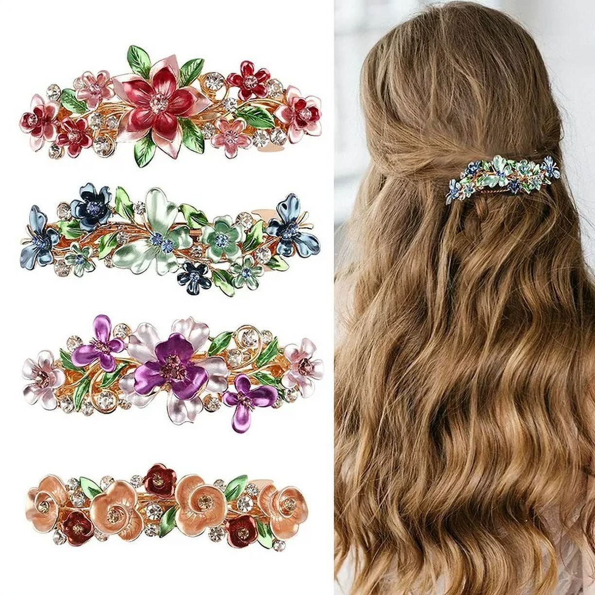 4 Pieces Hair Barrettes for Women, Vintage Flower Hair Barrettes,Metal ...