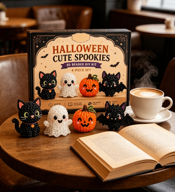 4 Pieces Halloween Cute Ghost 3D DIY Beaded Kit, Mini Beaded Animal to ...