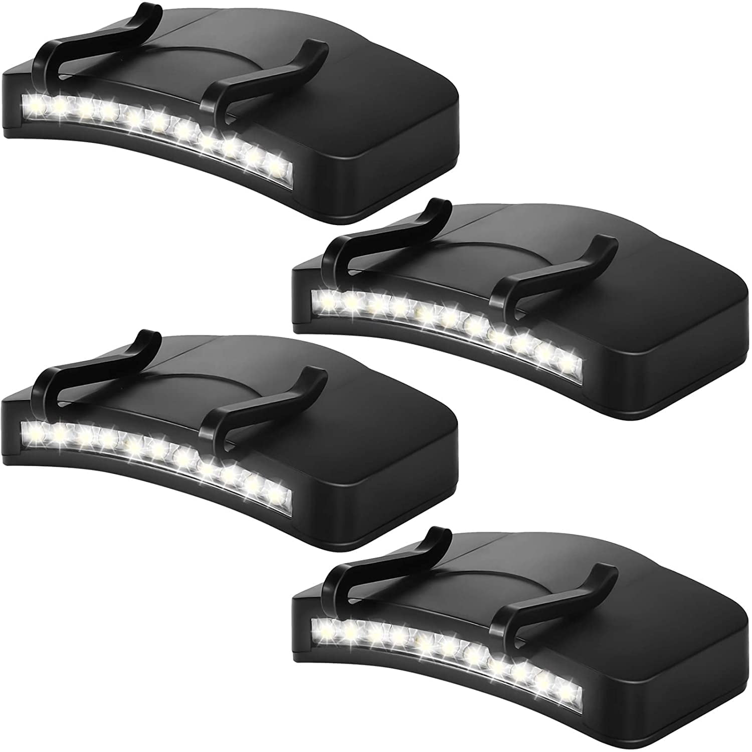 4 Pieces Hat Clip Light 11 LED Rotatable Clip Headlamps Cap Lights Clip ...