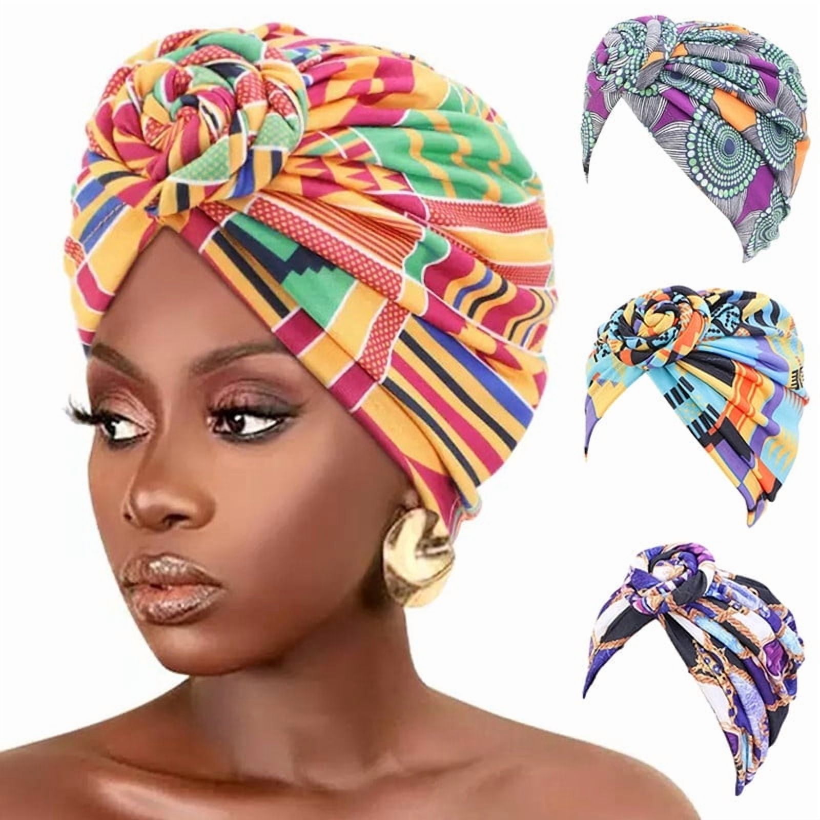 4 Pieces Headwraps for Black Women African Turbans for Women Flower ...