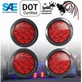 4 Pieces High Quality LED 4" Red Round Stop Turn Tail Running Light w ...