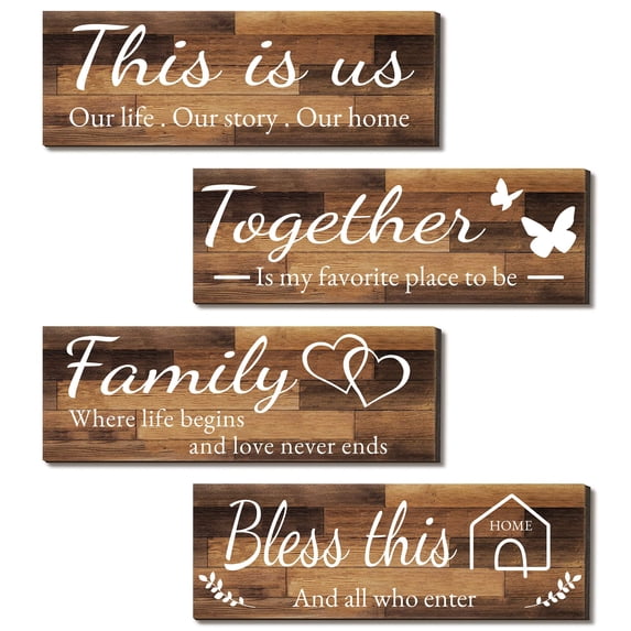 4 Pieces Home Wall Signs, THIS IS US/TOGETHER/BLESS THIS HOME/FAMILY ...