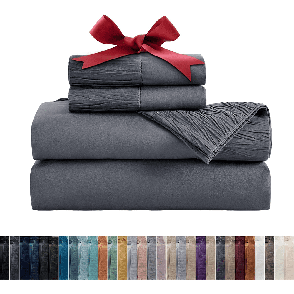 4 Pieces Hotel Luxury Queen Sheet Set, Soft Sheets for Queen Size Bed ...