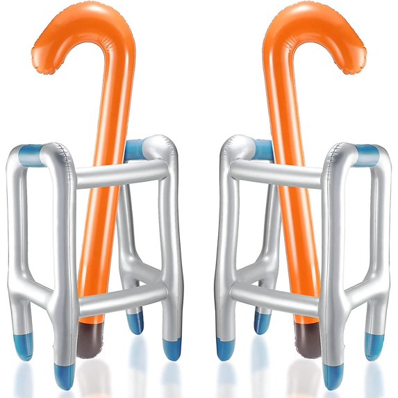 4 Pieces Inflatable Walker and Cane Pvc Folding Inflated Walker Blow Up ...