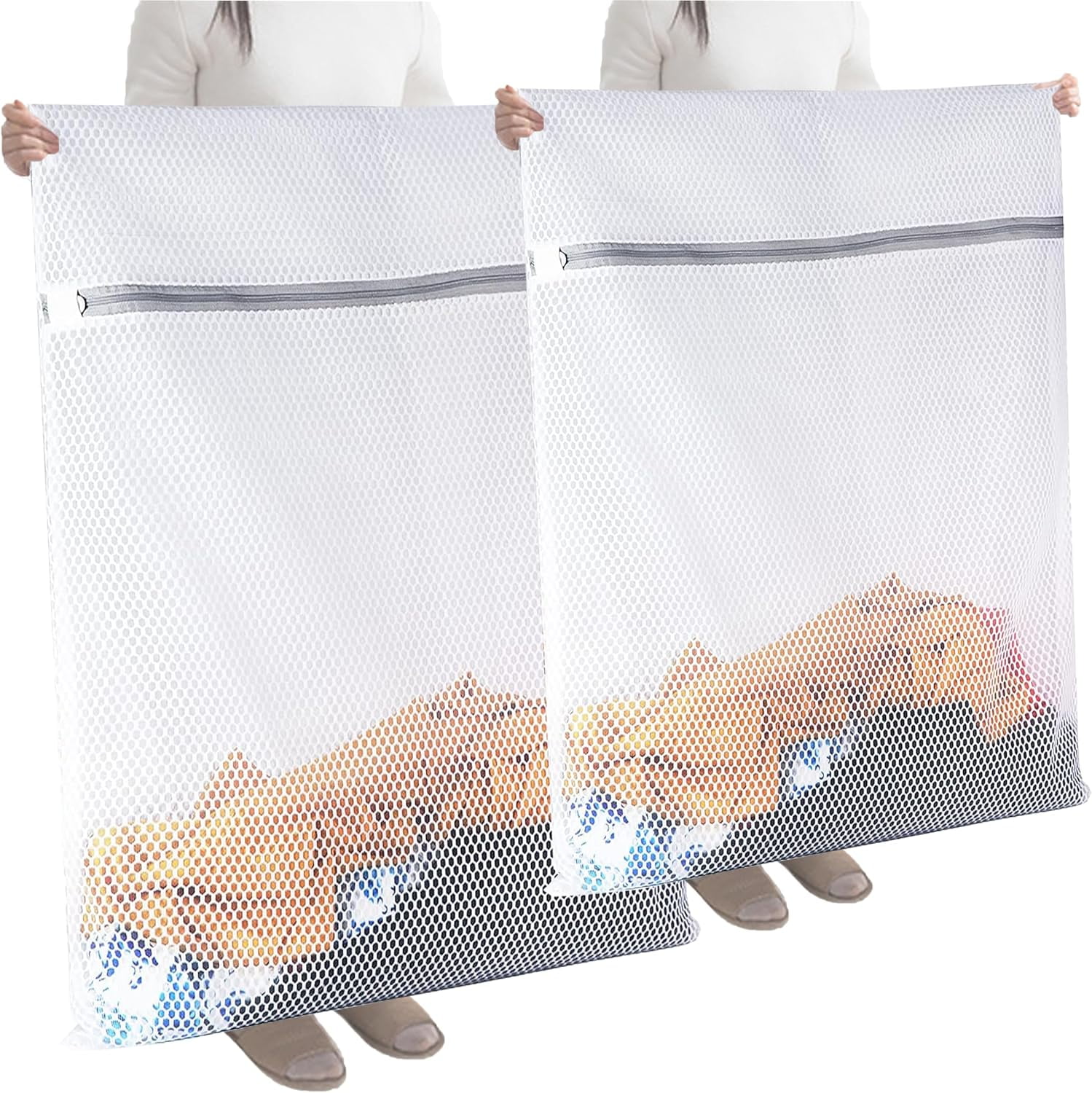 4 Pieces Jumbo Mesh Laundry Bags, 2*（44 x 36 ）and 2*（24 x 32） In Large ...