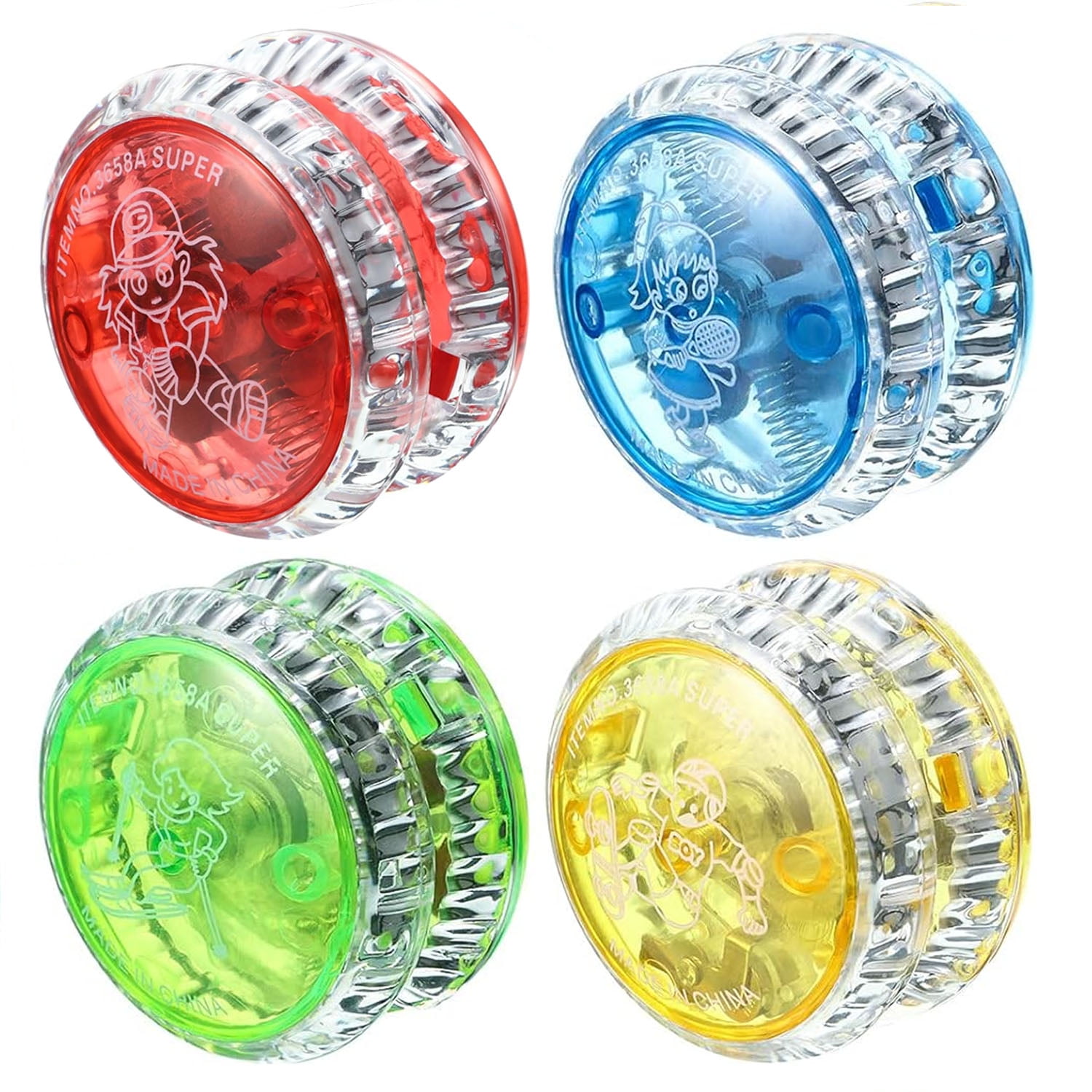 4 Pieces LED Light Yo-Yo Plastic Responsive Yoyo Entertaining Yoyo for ...