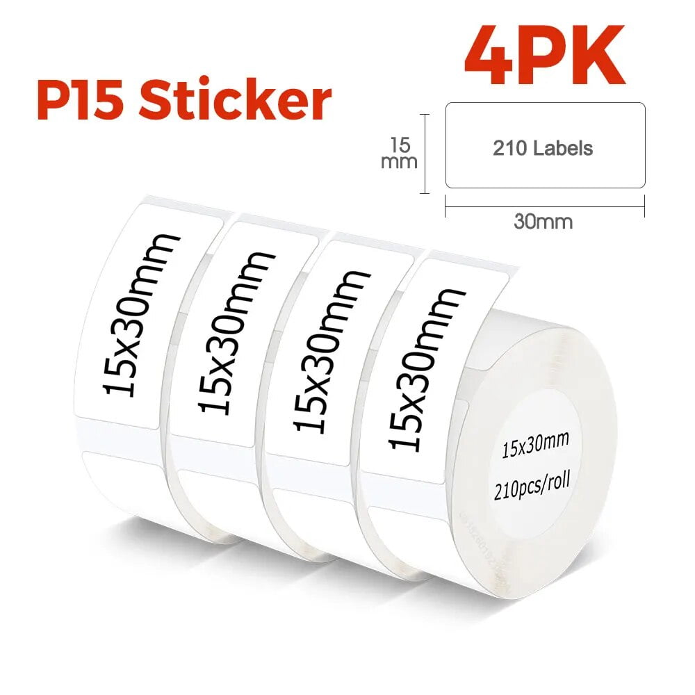 4 Pieces Label Sticker P15 Adhesive Thermal Label Paper 12mm x 40mm for ...