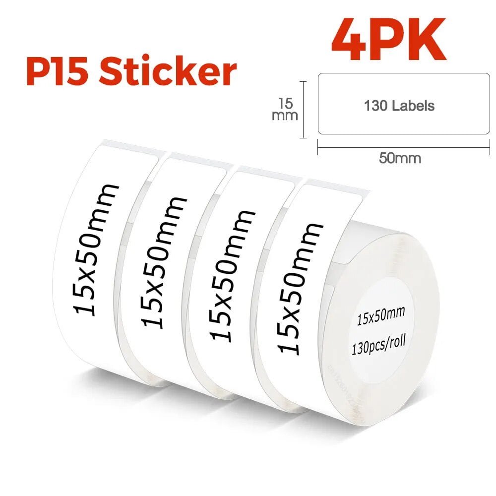 4 Pieces Label Sticker P15 Adhesive Thermal Label Paper 12mm x 40mm for ...