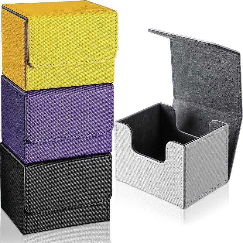 4 Pieces Leather Deck Card Boxes Cards Deck Game Box for Collectible ...