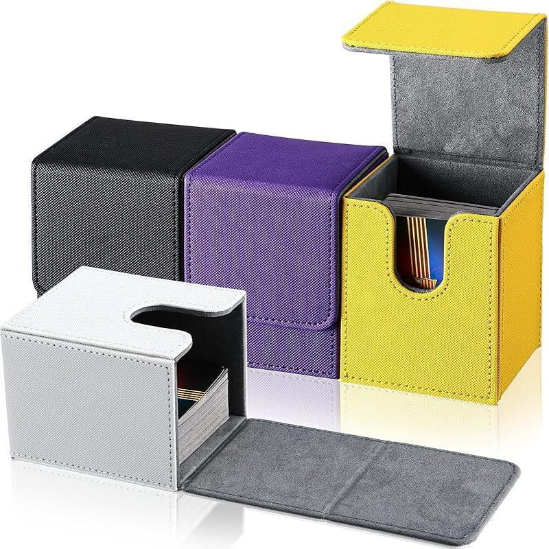 4 Pieces Leather Deck Card Boxes Cards Deck Game Box for Collectible ...