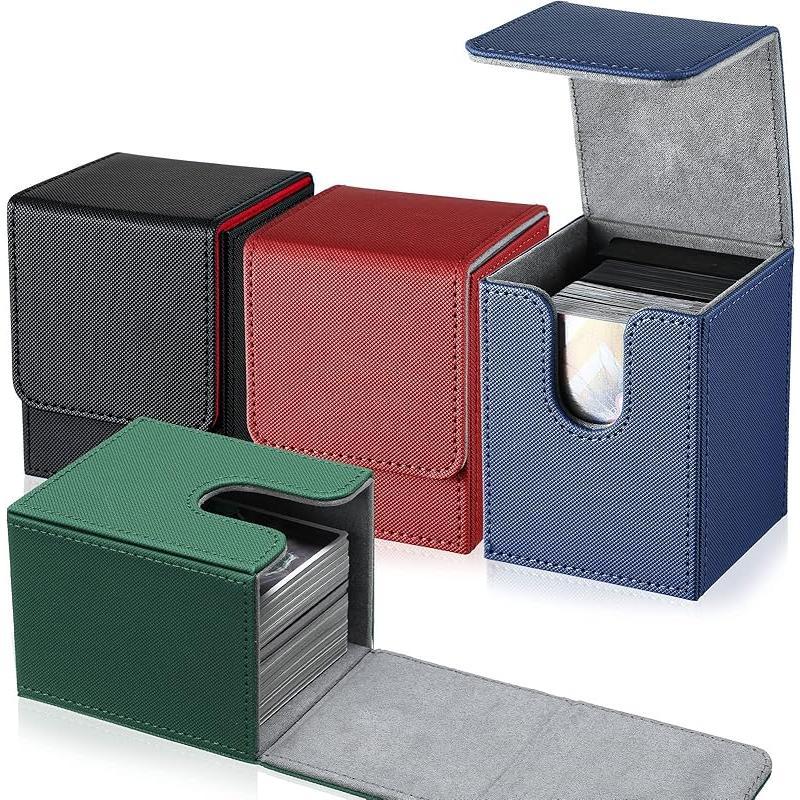 4 Pieces Leather Deck Card Boxes Cards Deck Game Box for Collectible ...