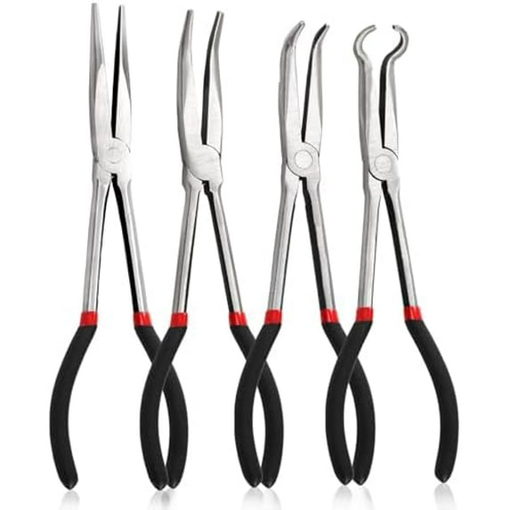 4 Pieces Long Needle Nose Pliers Set, 11" Extra Long Reach Pliers with ...