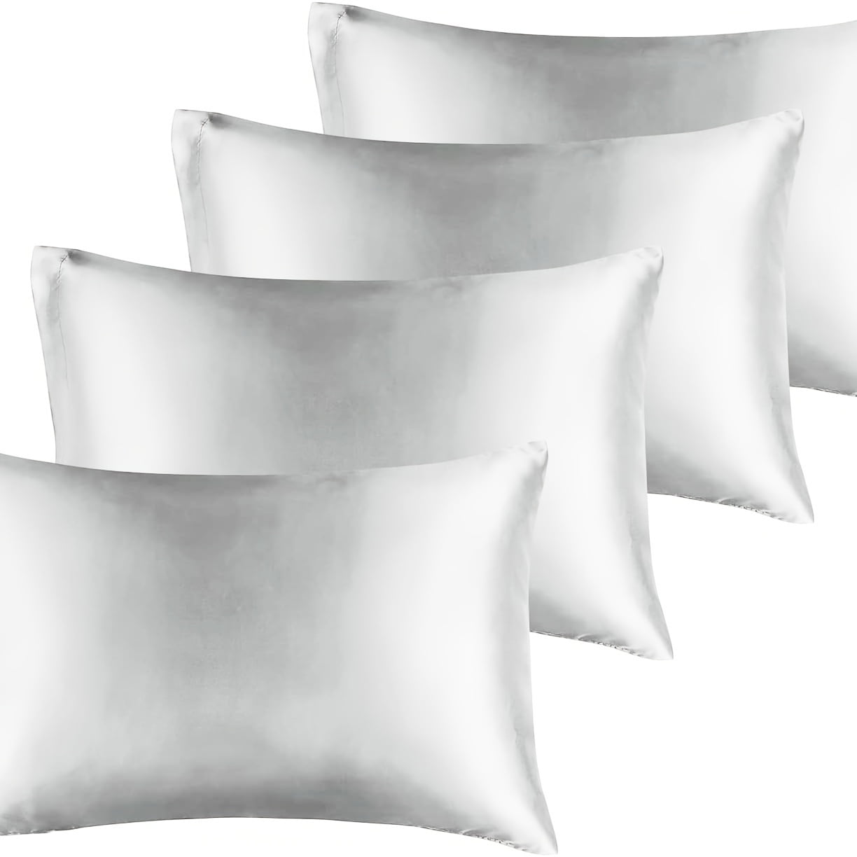4 Pieces Luxury Satin Pillowcase for Hair and Skin - Super Soft, Zipper ...
