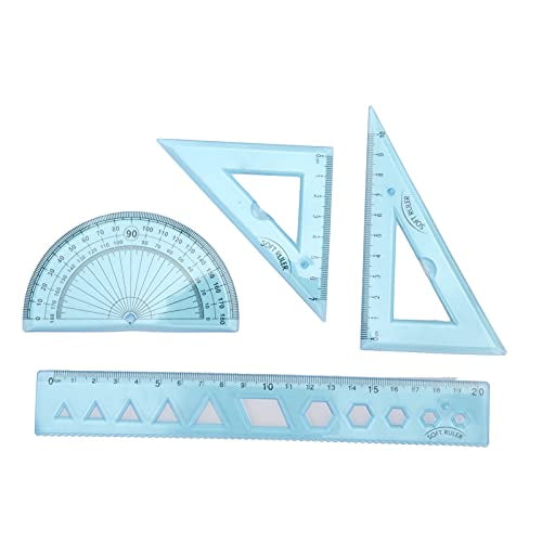 4 Pieces Math Geometry Tool Set Kids Transparent Angle Length Measuring ...