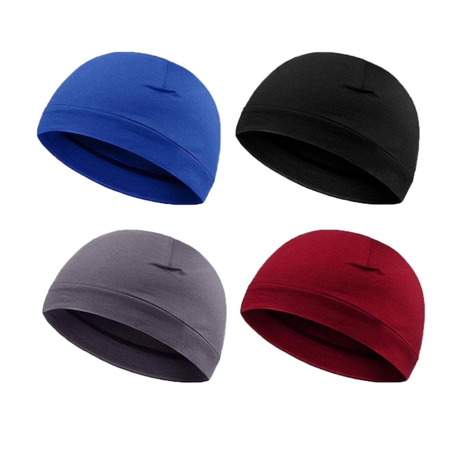 4 Pieces Men Skull Caps Soft Beanie Hats Stretchy Helmet Liner ...