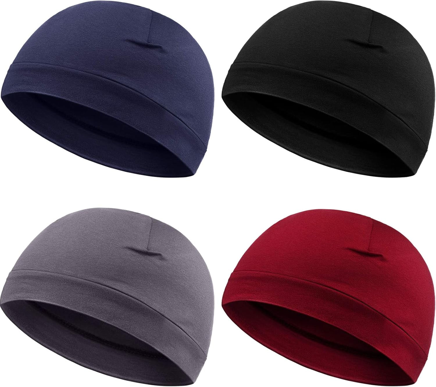 4 Pieces Men Skull Caps Soft Cotton Beanie Hats Stretchy Helmet Liner ...