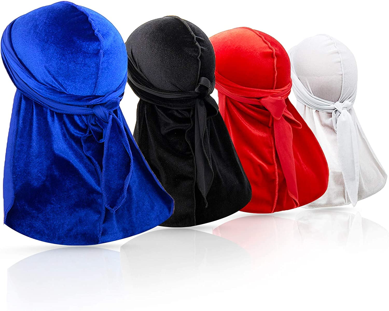 4 Pieces Mens Velvet Wave Cap Headwraps with Extra Long Tail - Walmart.com
