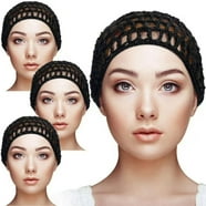 4 Pcs Mesh Crochet Hair Net, Rayon Knit Snood Hat, Hair Wrap for Sleep ...