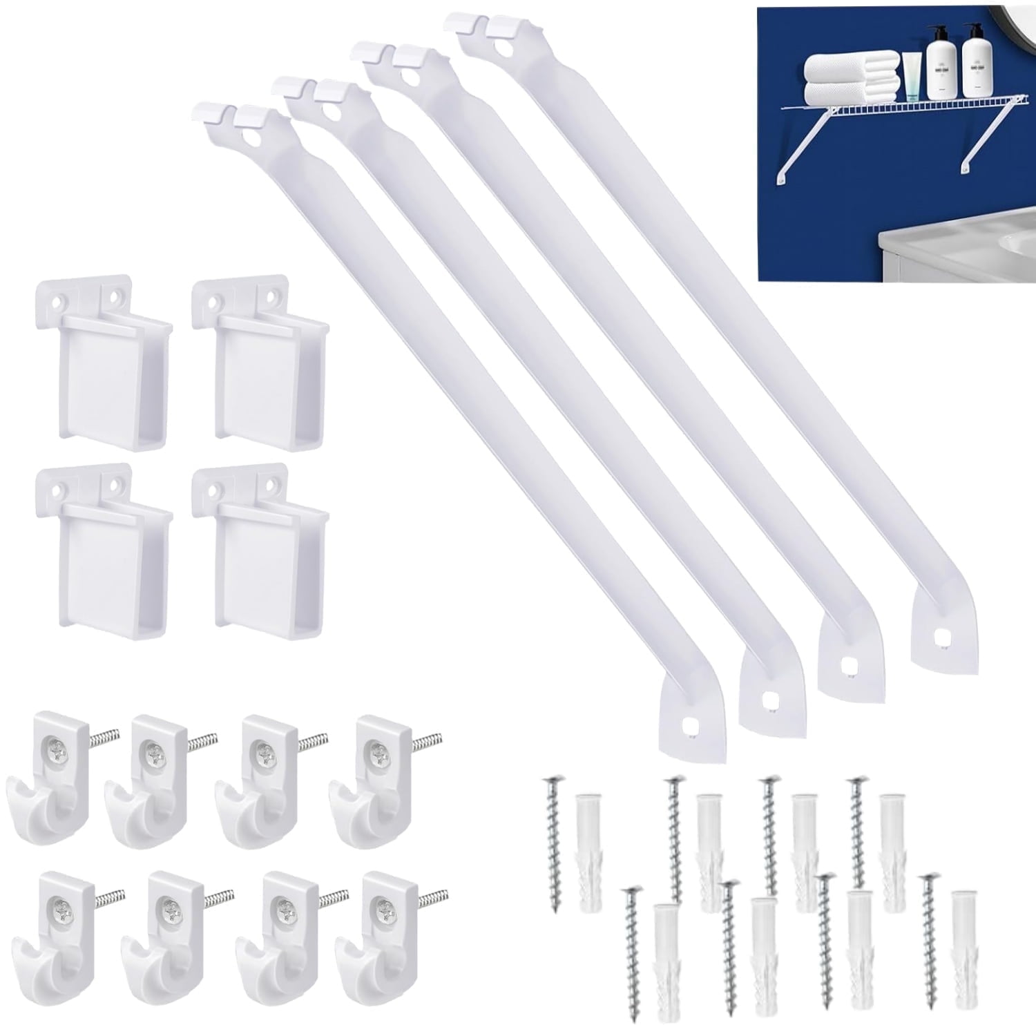 YYBD 4-Piece Metal Shelf Bracket Set, 17 inch, Hidden Closet Shelf ...