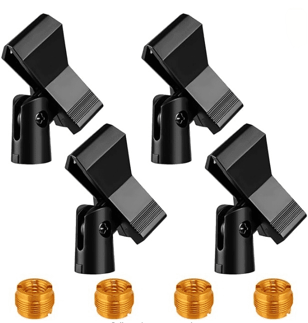 4 Pieces Mic Clips for Stands with 4 Adjustable Adapters Microphone ...