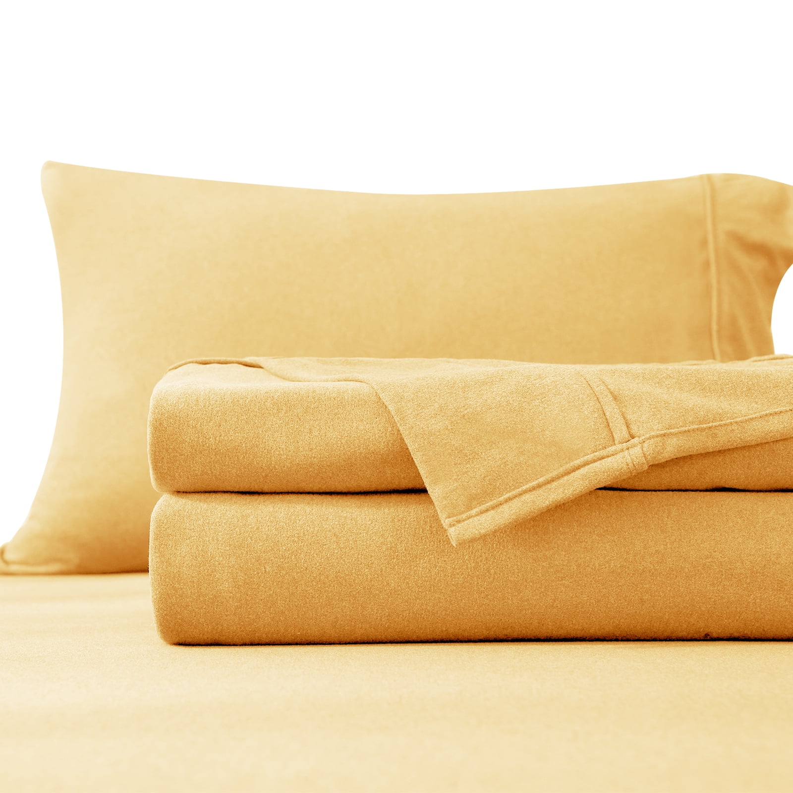 4 Pieces Micro Fleece Sheet Set King Size Ginger Color Soft Cozy