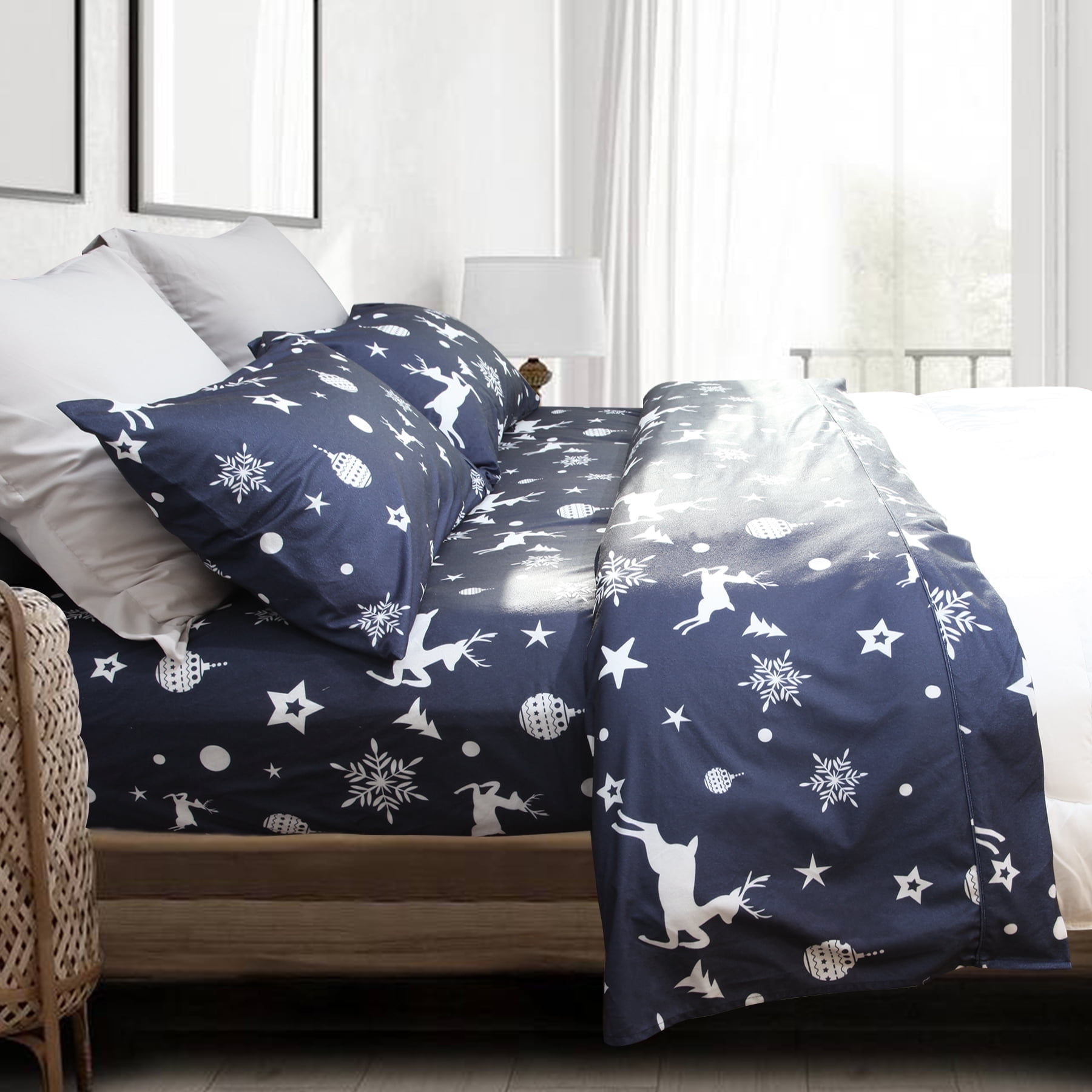 Marquess Flannel Full Size Bedding Sheet Set – 4 Pieces Microfiber ...